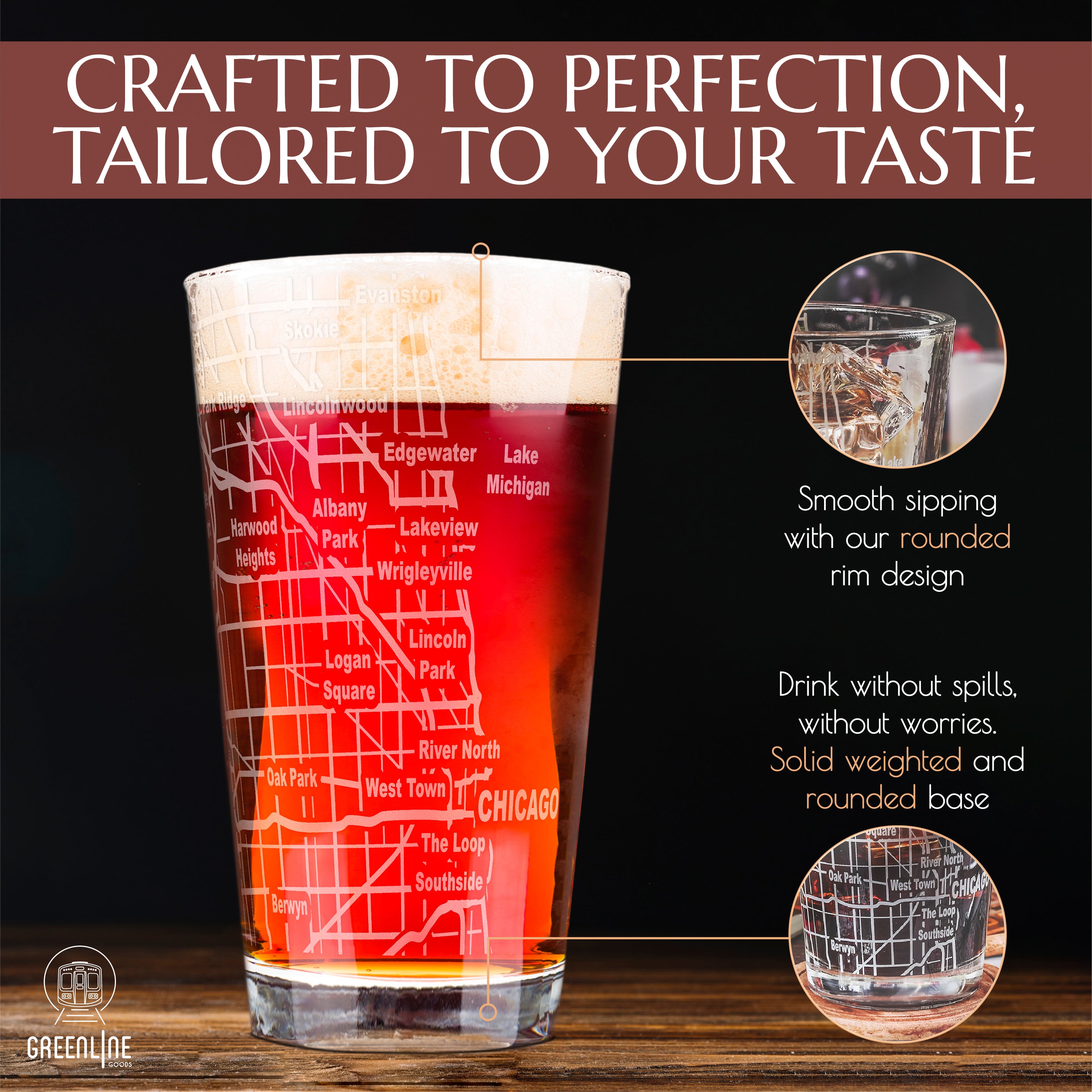 Urban Map Glass Beer Can Glass 16 Oz Urban City Map San Diego ...