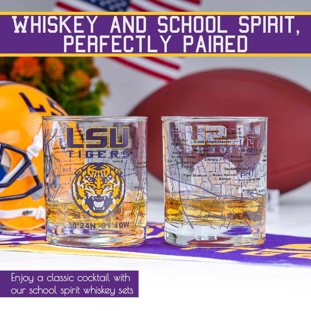 Louisiana State University Whiskey Glass Set (2 Low Ball Glasses ...